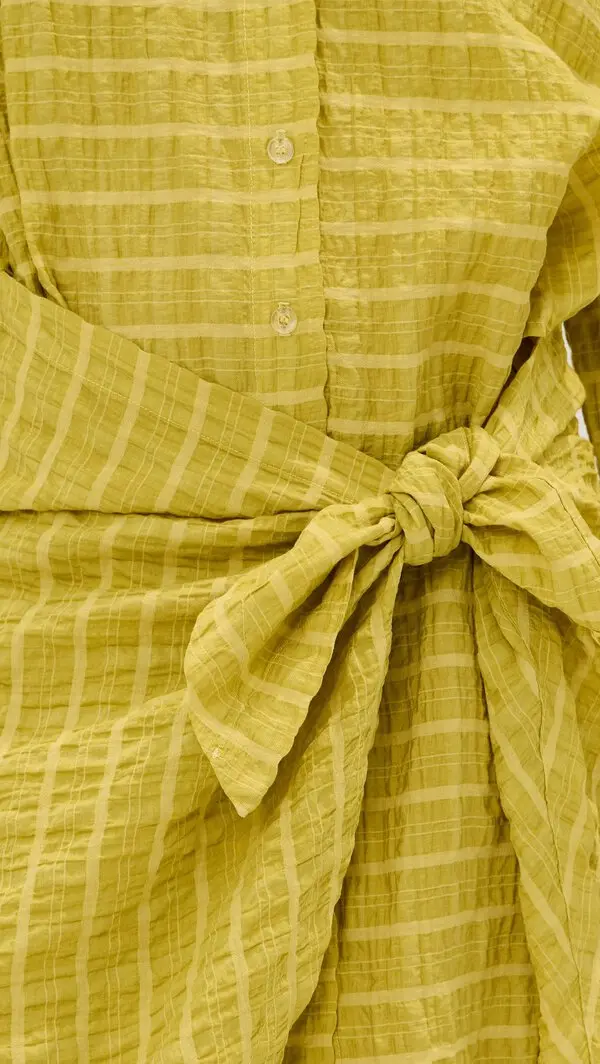 LE BOP Hollis Checked Shirt Dress - Chartreuse
