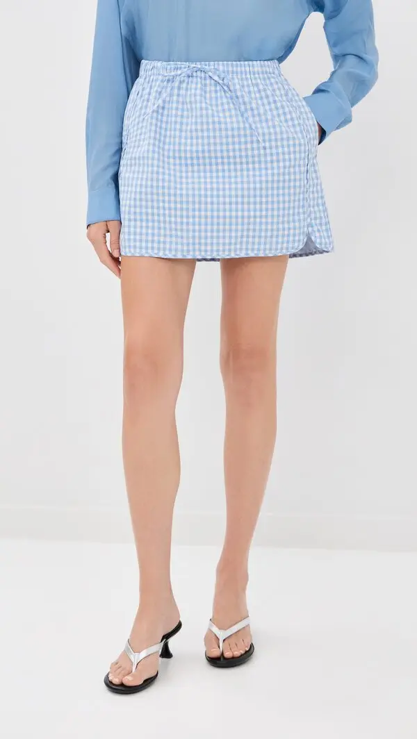 Simkhai Catherine Gingham Check Mini Skirt - Cloud Gingham