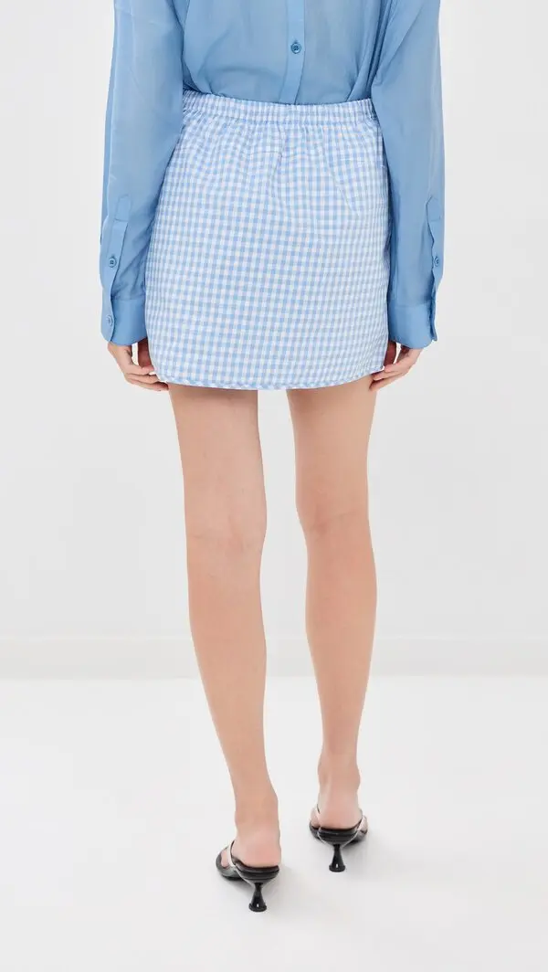 Simkhai Catherine Gingham Check Mini Skirt - Cloud Gingham