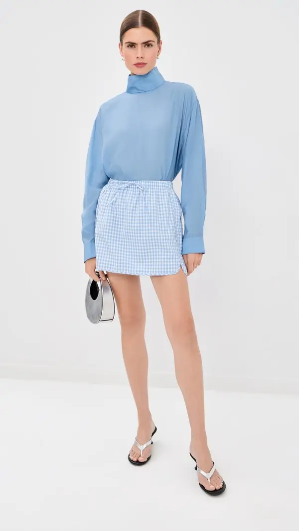 Simkhai Catherine Gingham Check Mini Skirt - Cloud Gingham