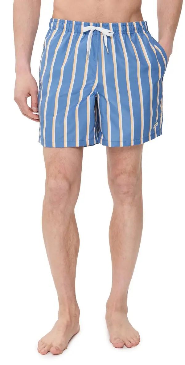 BATHER Stripe Classic Swim Trunks 5.5 - Yellow & White
