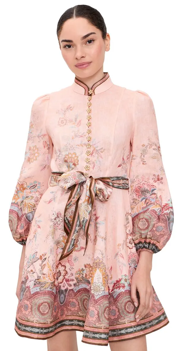 Zimmermann Alchemy Button Mini Dress - Pink Paisley