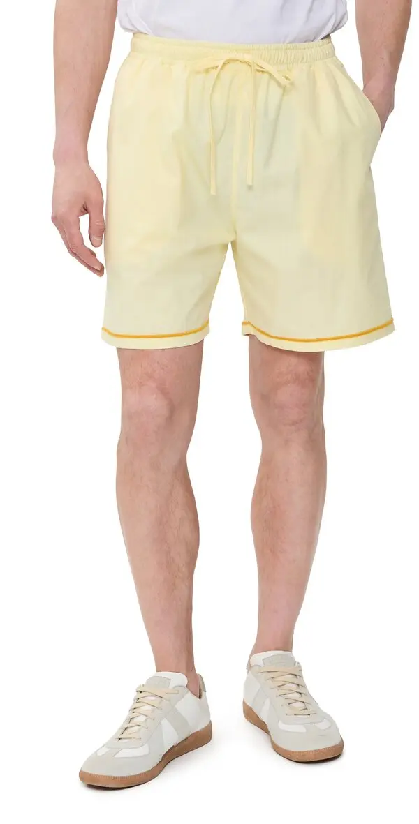 Fanm Mon Talha Embroidered Linen Shorts - Light Yellow