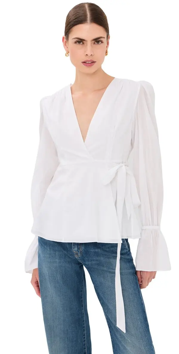 Azeeza Willow Peplum Top - White