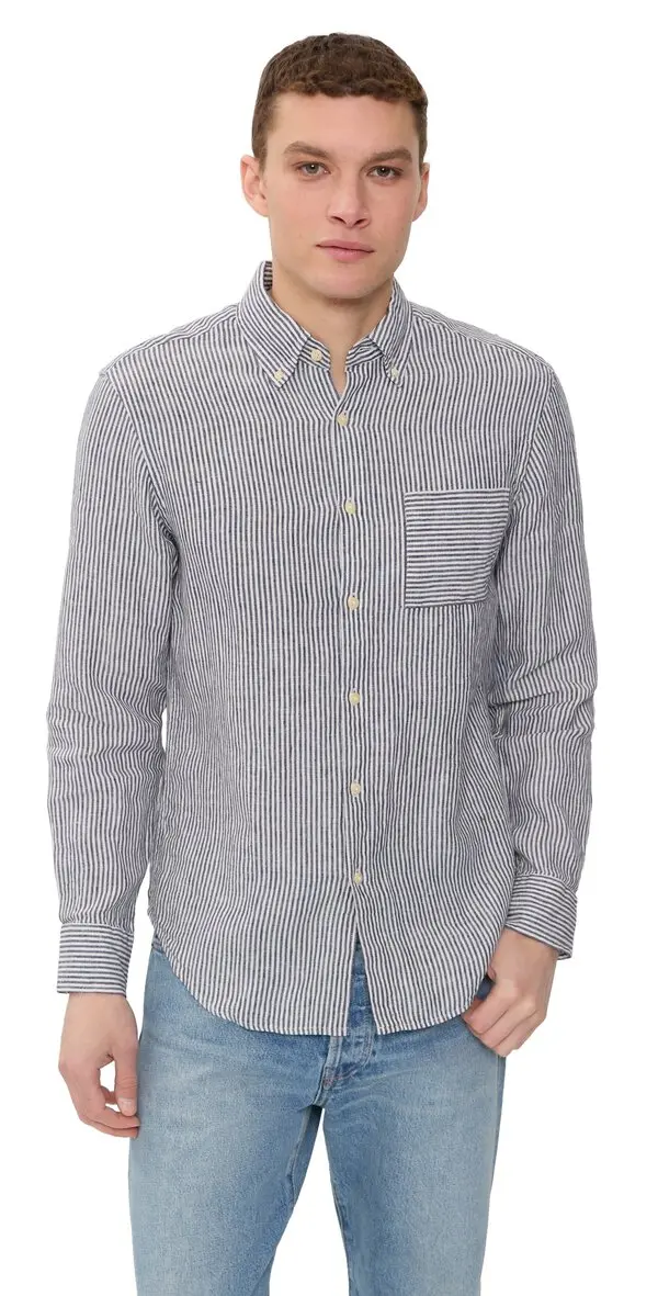 ALEX CRANE Linen Playa Shirt - Lines