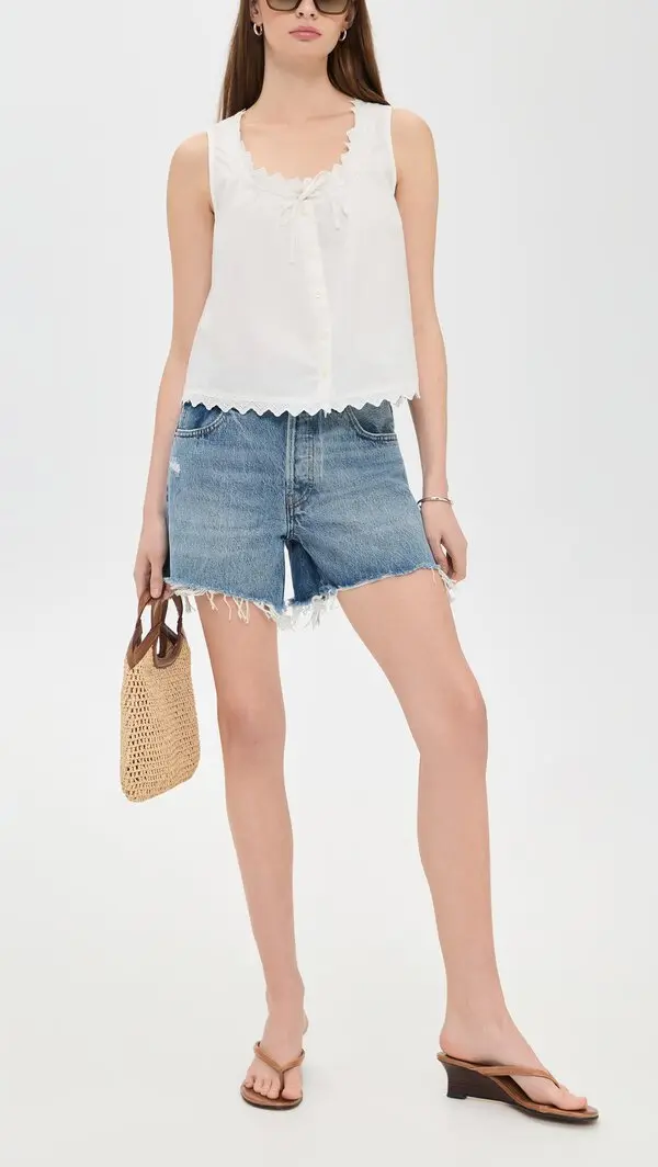 FRAME The Long Hang Denim Shorts