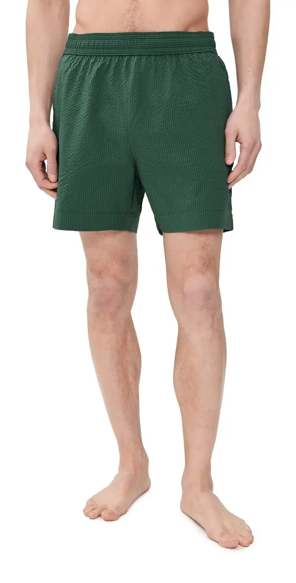 Maison Kitsuné Seersucker Swim Shorts - Bottle Green