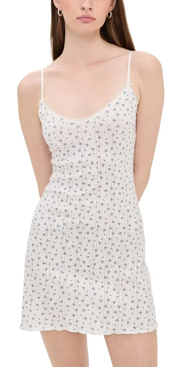 COUCOU Floral Print Cami Slip Dress - Blue Fields