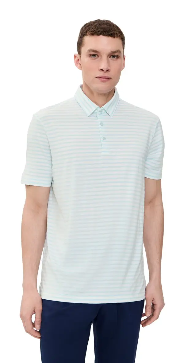 Adidas Ultimate365 Stripe Polo Shirt - White/crystal Sky