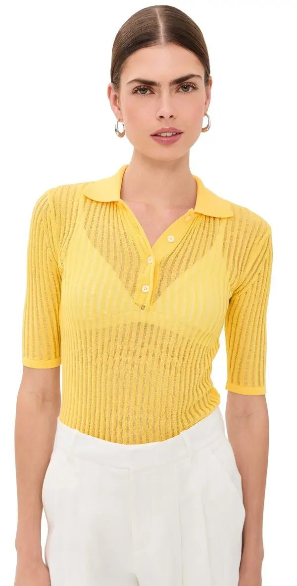 Bite Studios Cotton Net Rib Top - Daffodil