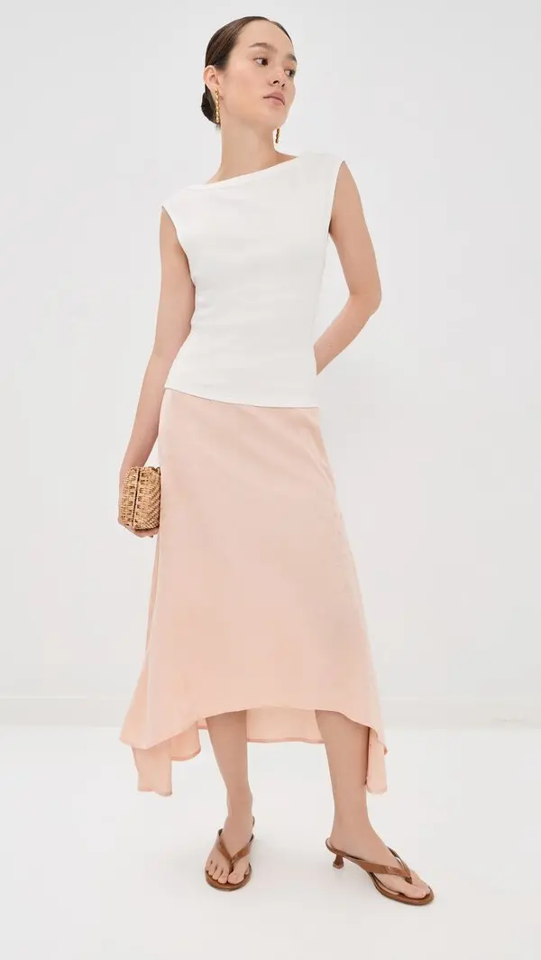 Victoria Beckham Asymmetrical Floral Jacquard Midi Skirt