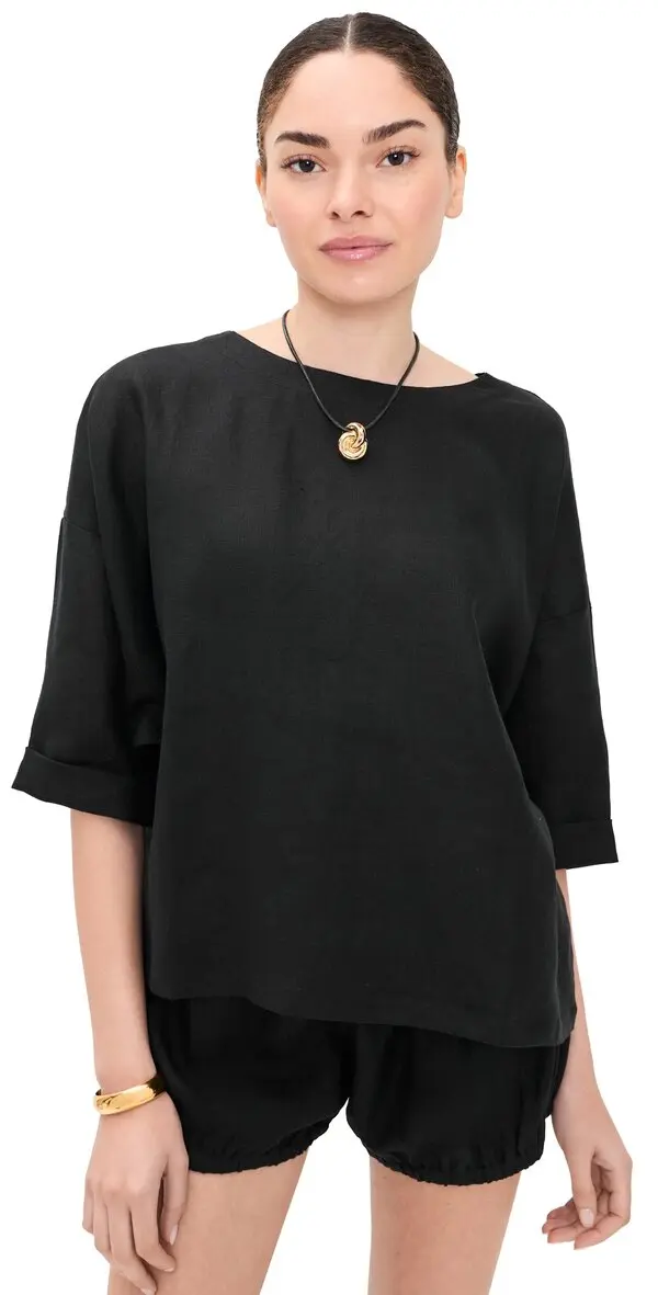 Suzie Kondi Saria Linen Top - Black