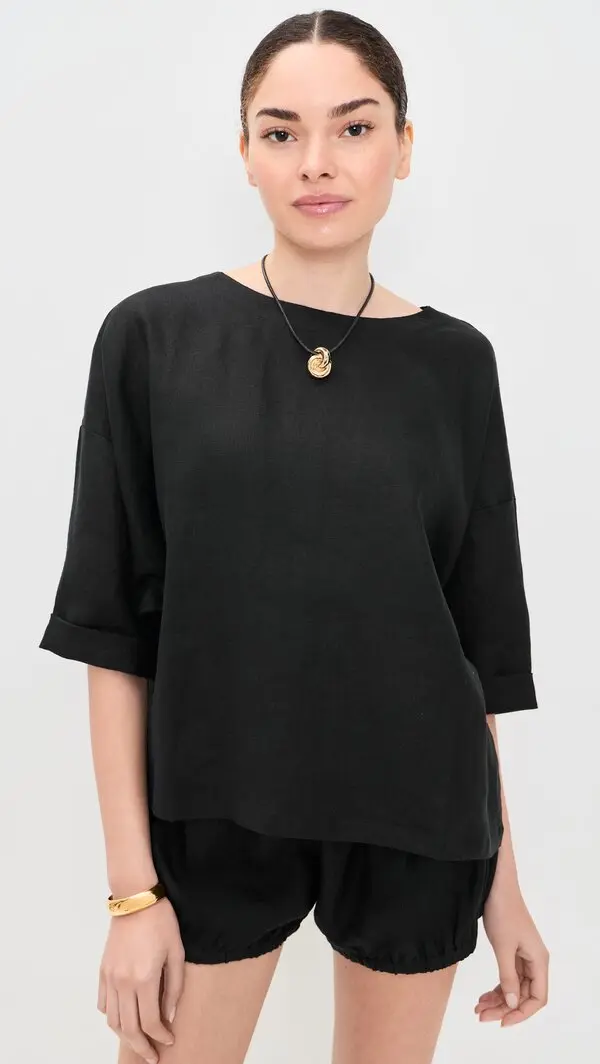 Suzie Kondi Saria Linen Top - Black