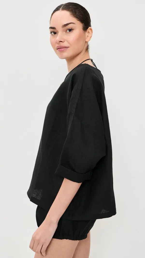 Suzie Kondi Saria Linen Top - Black
