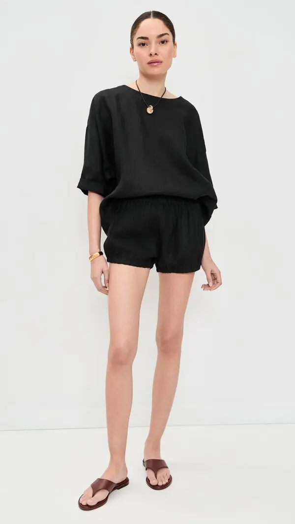 Suzie Kondi Saria Linen Top - Black