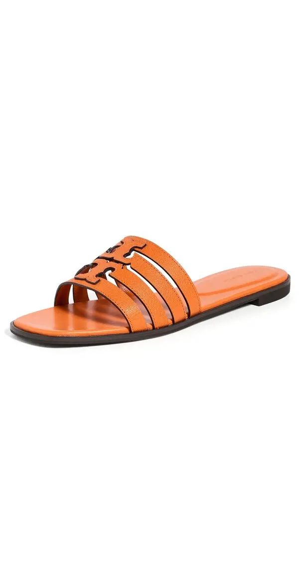 Tory Burch Ines Cage Slides - Orange Citrine