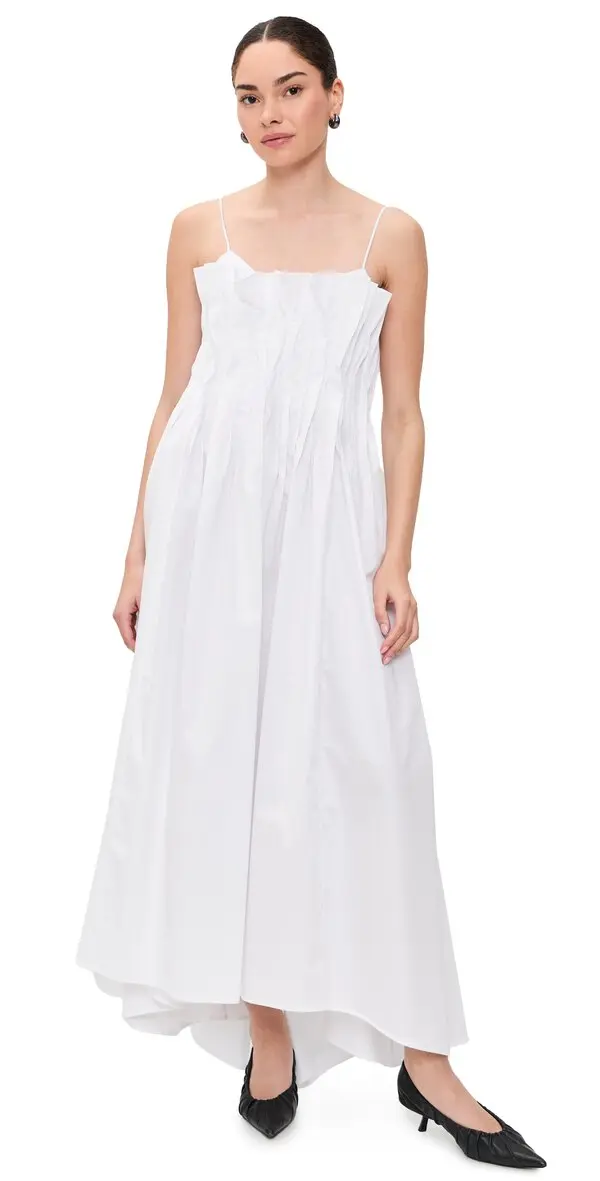 MARQUES' ALMEIDA Cinch Pleated Midi Dress - White