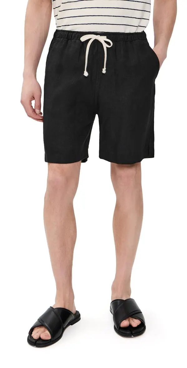 ALEX CRANE Linen Drawstring Shorts - Night
