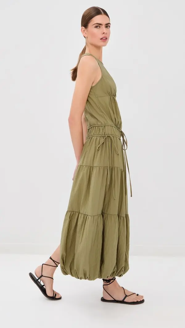 Co Soft Gathered Turn-up Maxi Dress - Aloe