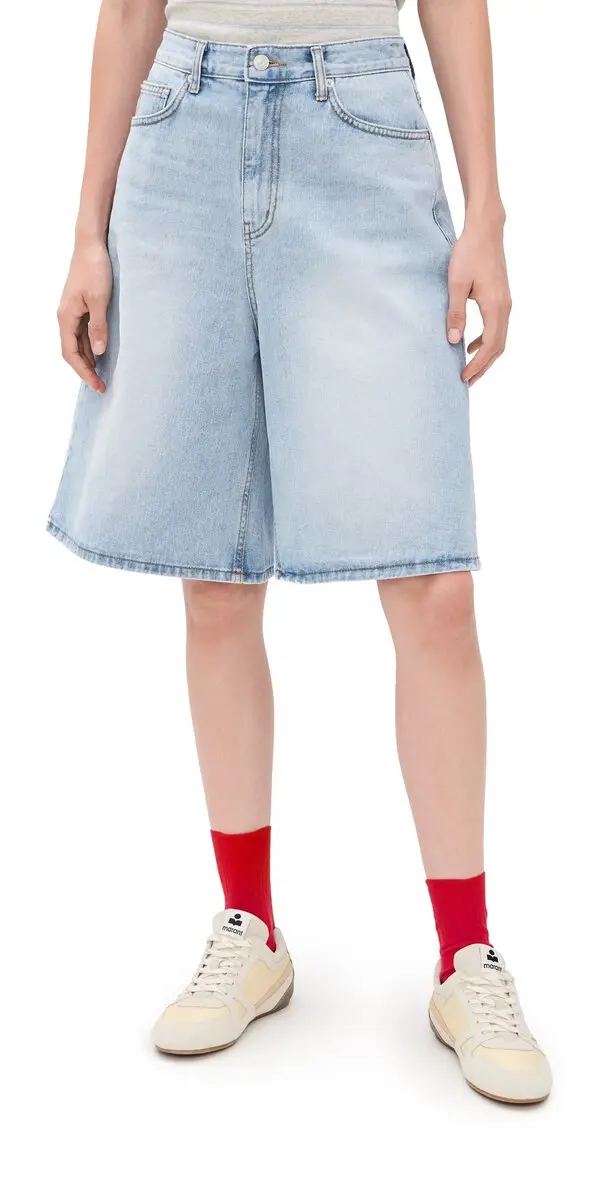 DUNST Relaxed Bermuda Denim Shorts - Light Blue