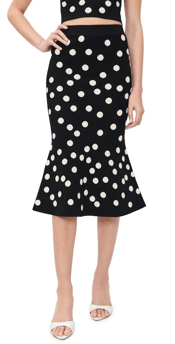 L'Agence Mae Polka Dot Flare Skirt - Black/ecru Polka Dot
