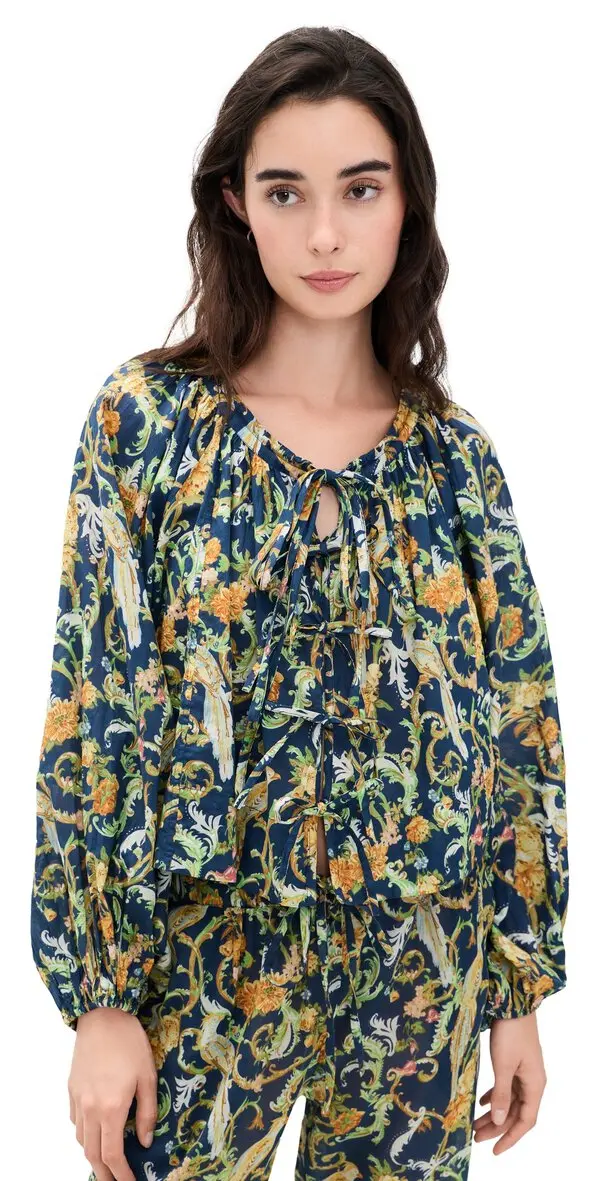 CONIGLIO PALM BEACH Oleander Blouse - Royal Birds Navy