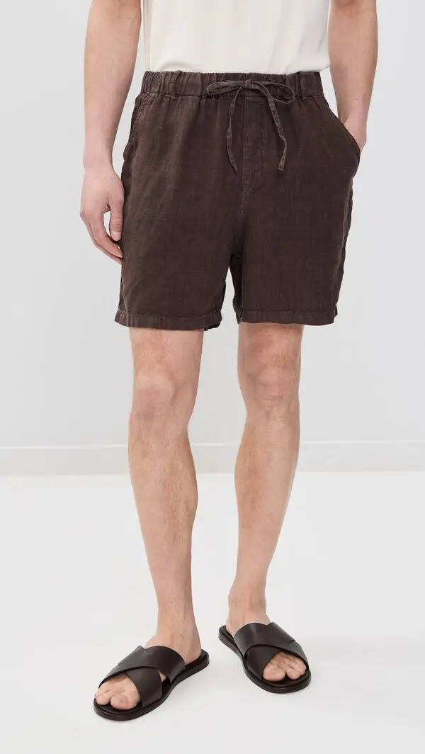 BATHER Linen Leisure Shorts - Espresso
