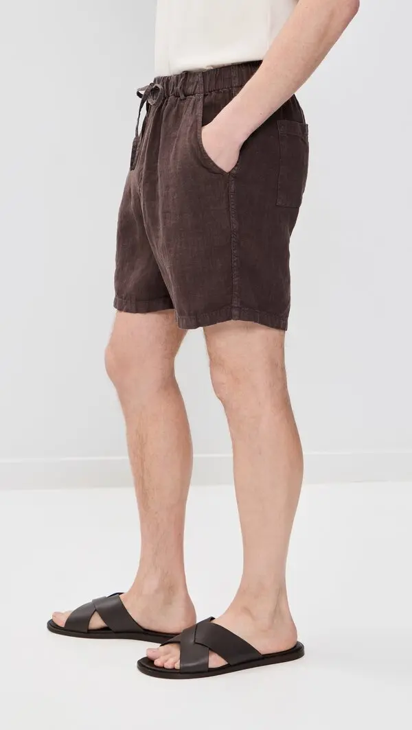 BATHER Linen Leisure Shorts - Espresso