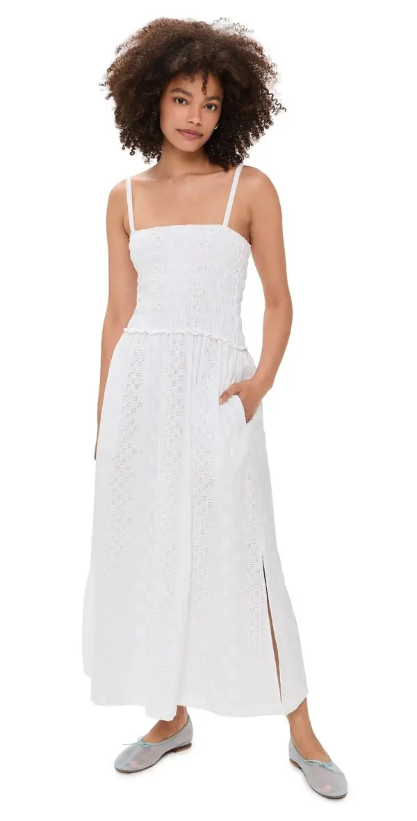 Splendid Kenzie Geo Eyelet Maxi Dress - White
