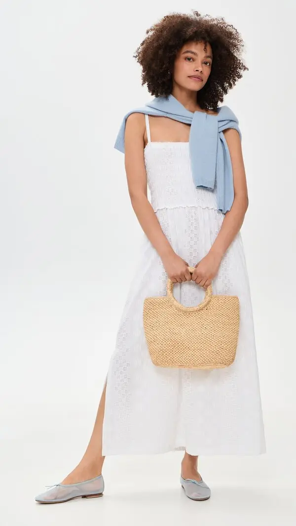 Splendid Kenzie Geo Eyelet Maxi Dress - White