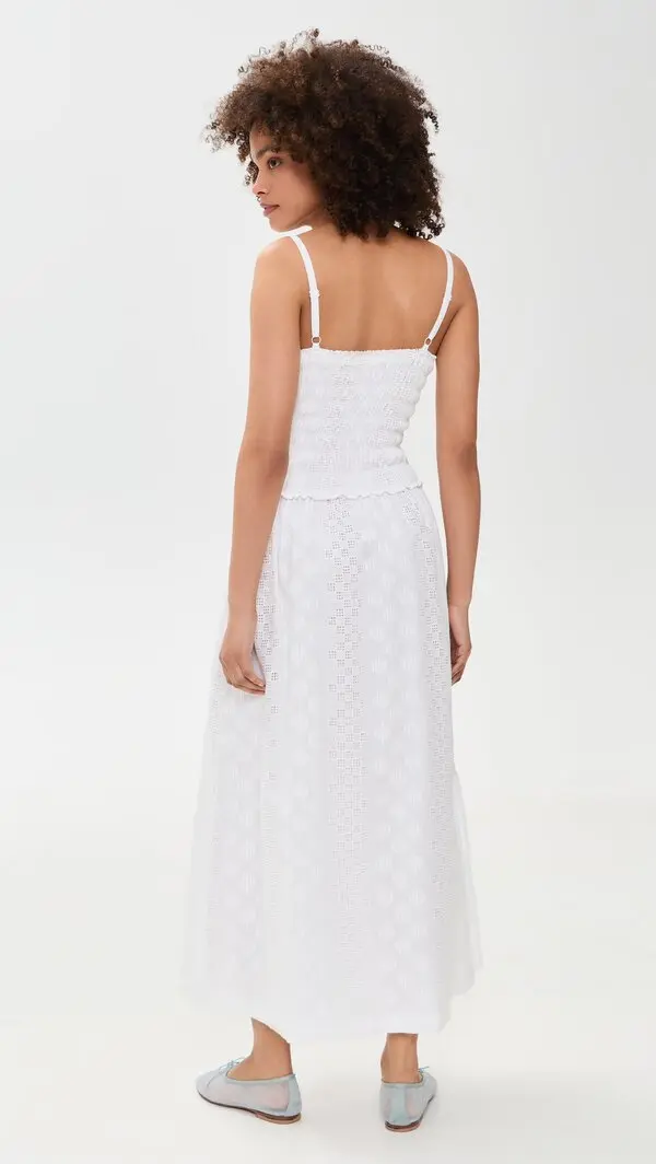 Splendid Kenzie Geo Eyelet Maxi Dress - White