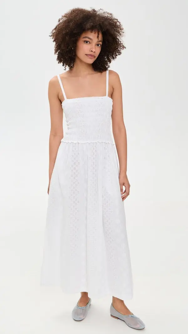 Splendid Kenzie Geo Eyelet Maxi Dress - White