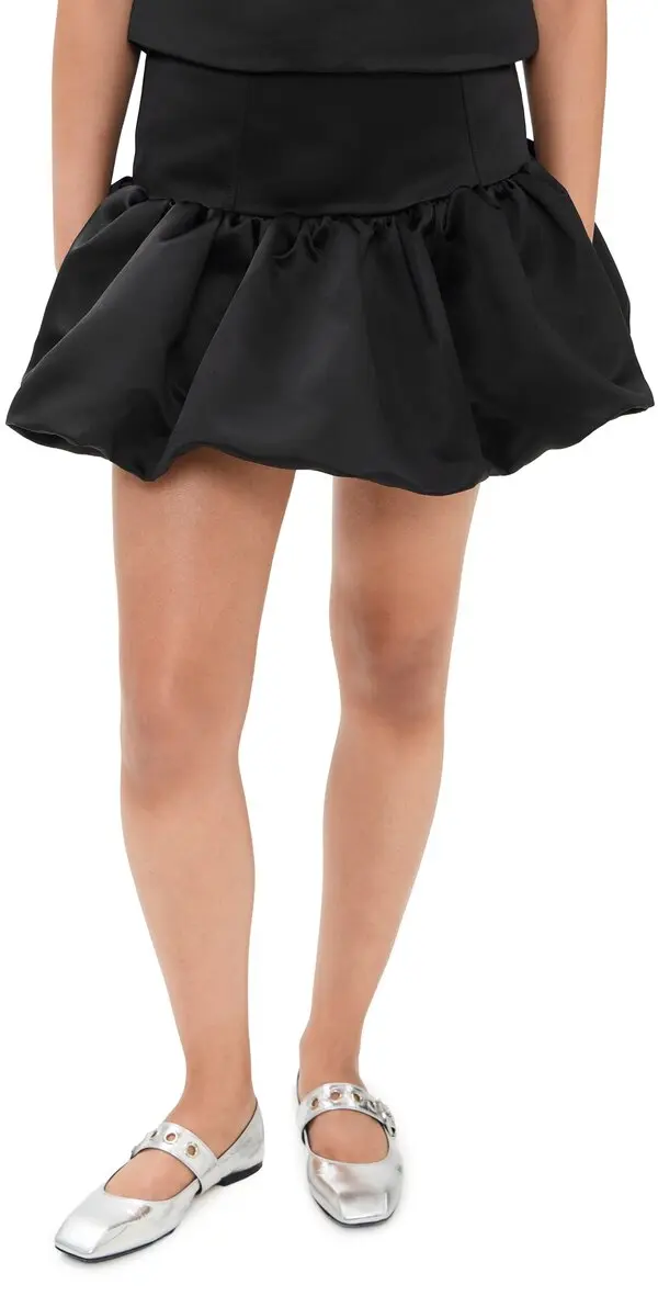 GANNI Duchesse Satin Miniskirt - Black