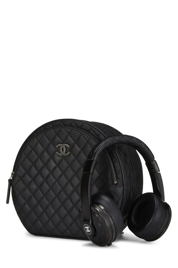 Chanel Leather Headphones And Carrying Case - Black