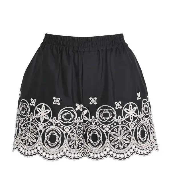 La DoubleJ Cotton Embroidered Shorts - Black