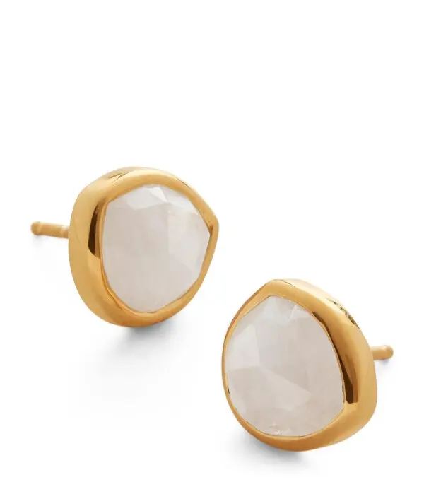 Monica Vinader Vermeil And Moonstone Siren Stud Earrings - Gold