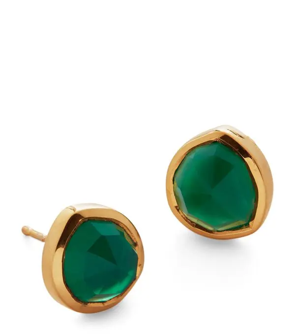 Monica Vinader Vermeil And Onyx Mv Siren Stud Earrings - Gold