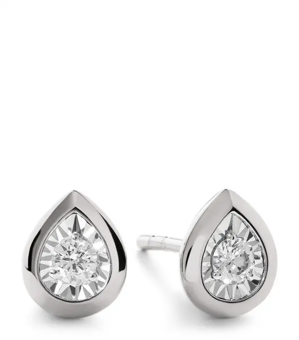 Monica Vinader Sterling And Diamond Stud Earrings - Silver