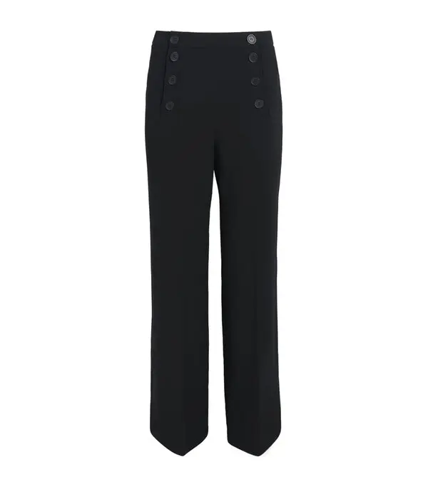 Claudie Pierlot Buttoned Wide-leg Tailored Trousers - Black