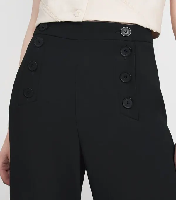 Claudie Pierlot Buttoned Wide-leg Tailored Trousers - Black