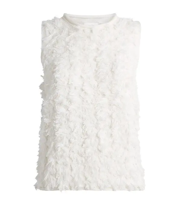 LAUREN MANOOGIAN Cotton-linen Tufted Sweater Vest - Ivory
