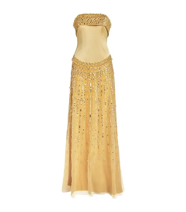 GEORGES HOBEIKA Embellished Strapless Gown - Yellow