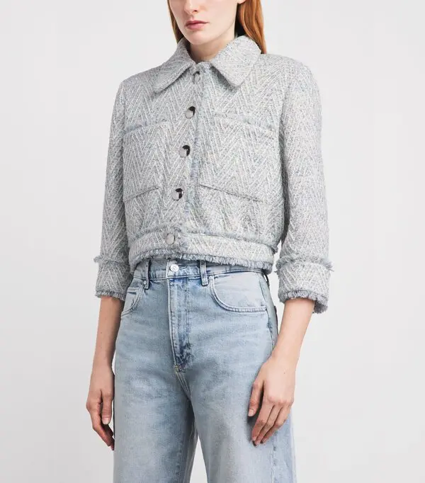 L'Agence Tweed Chevron Jacket - Blue