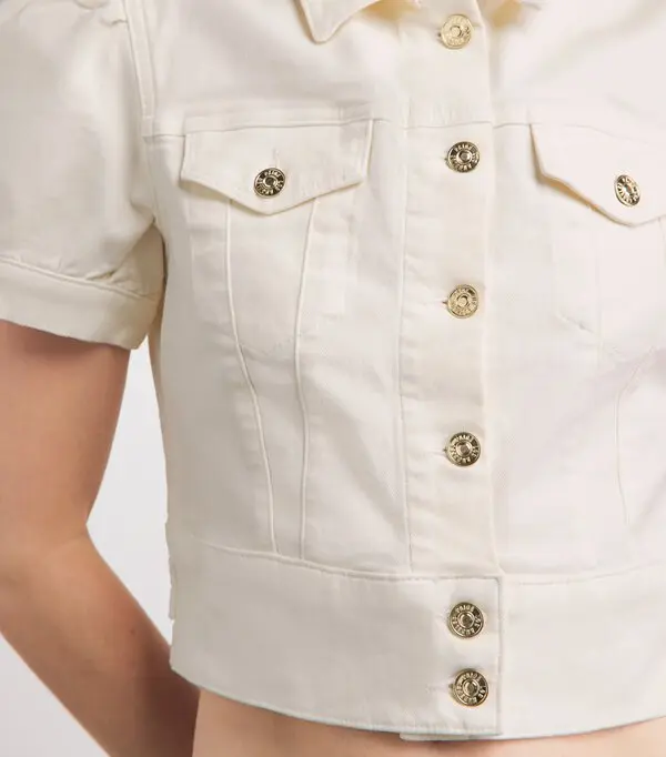 Paige Kendra Short-sleeve Denim Jacket - White