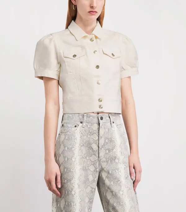 Paige Kendra Short-sleeve Denim Jacket - White