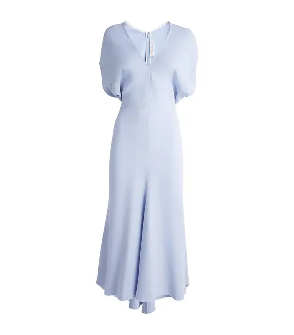 Victoria Beckham V-neck Edith Midi Dress - Blue
