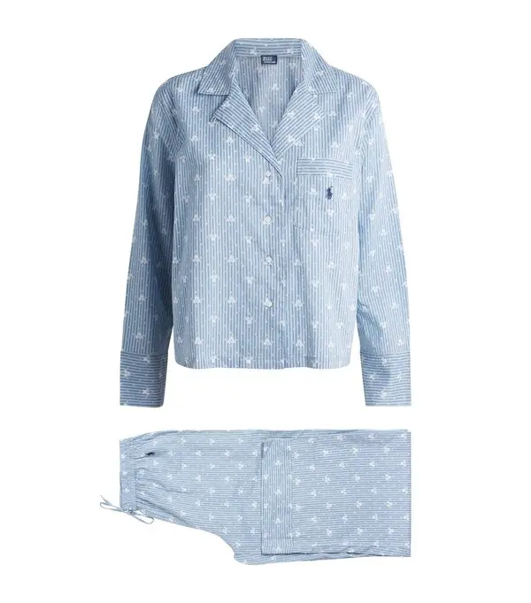 Polo Ralph Lauren Cotton Floral Stripe Pyjama Set - Blue