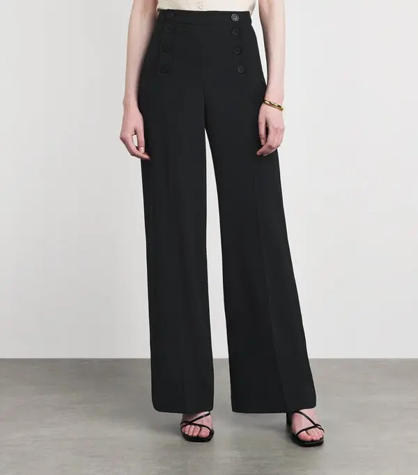 Claudie Pierlot Buttoned Wide-leg Tailored Trousers - Black