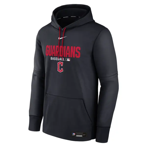 Nike Cleveland Guardians Authentic Collection Therma Mlb Pullover Hoodie - Blue
