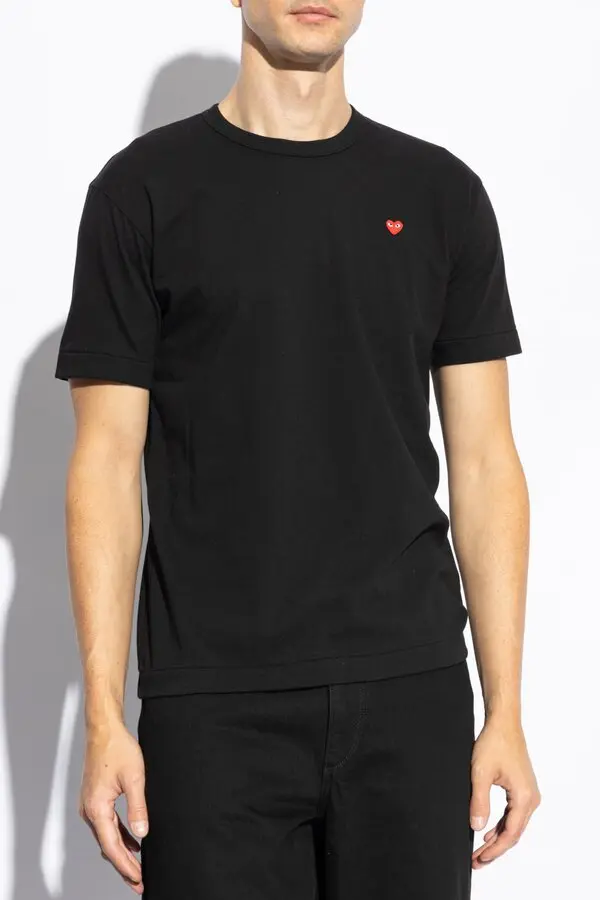 Play Comme Des Garcon T-shirt With Logo Patch - Black